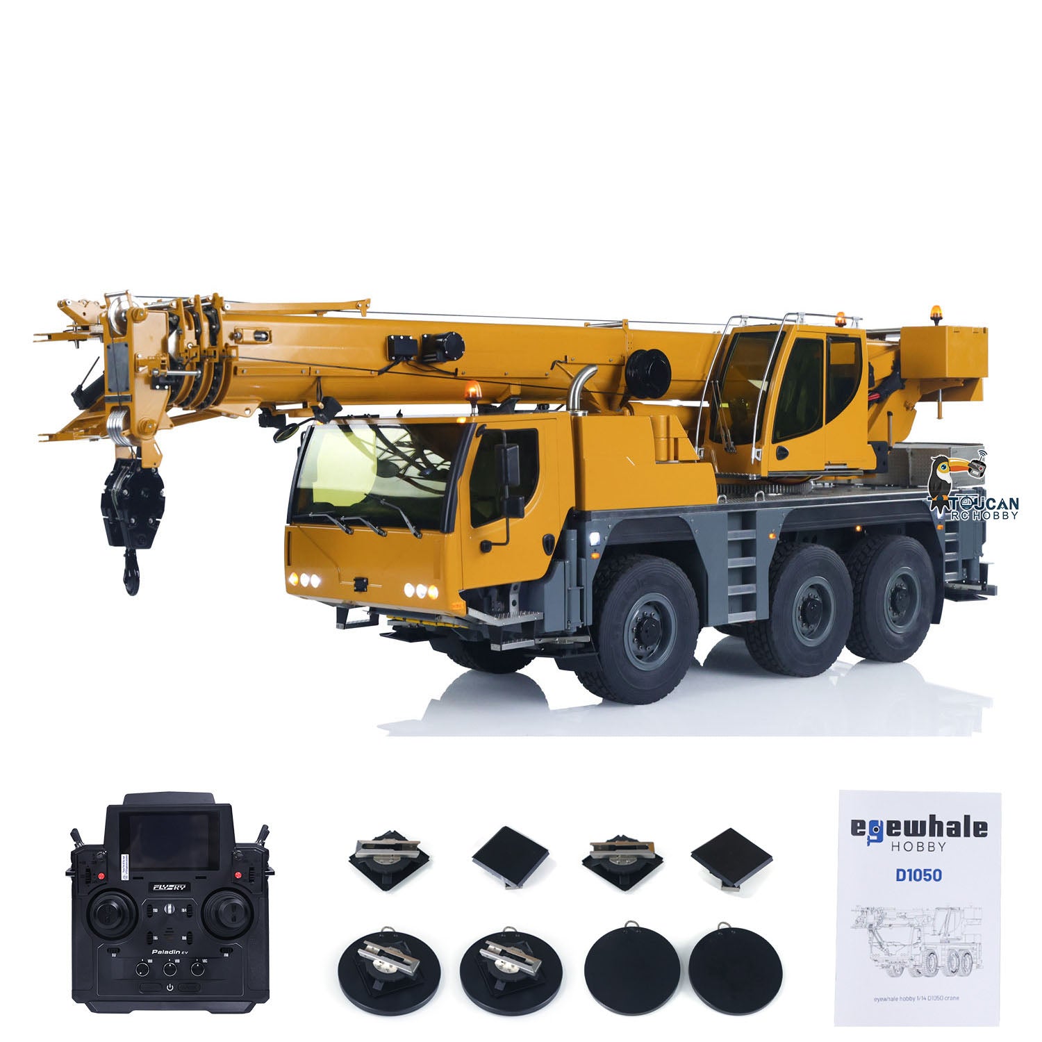 Eyewhale D1050 Metal 1/14 RC Hydraulic Mobile Crane Truck All Terrain ...